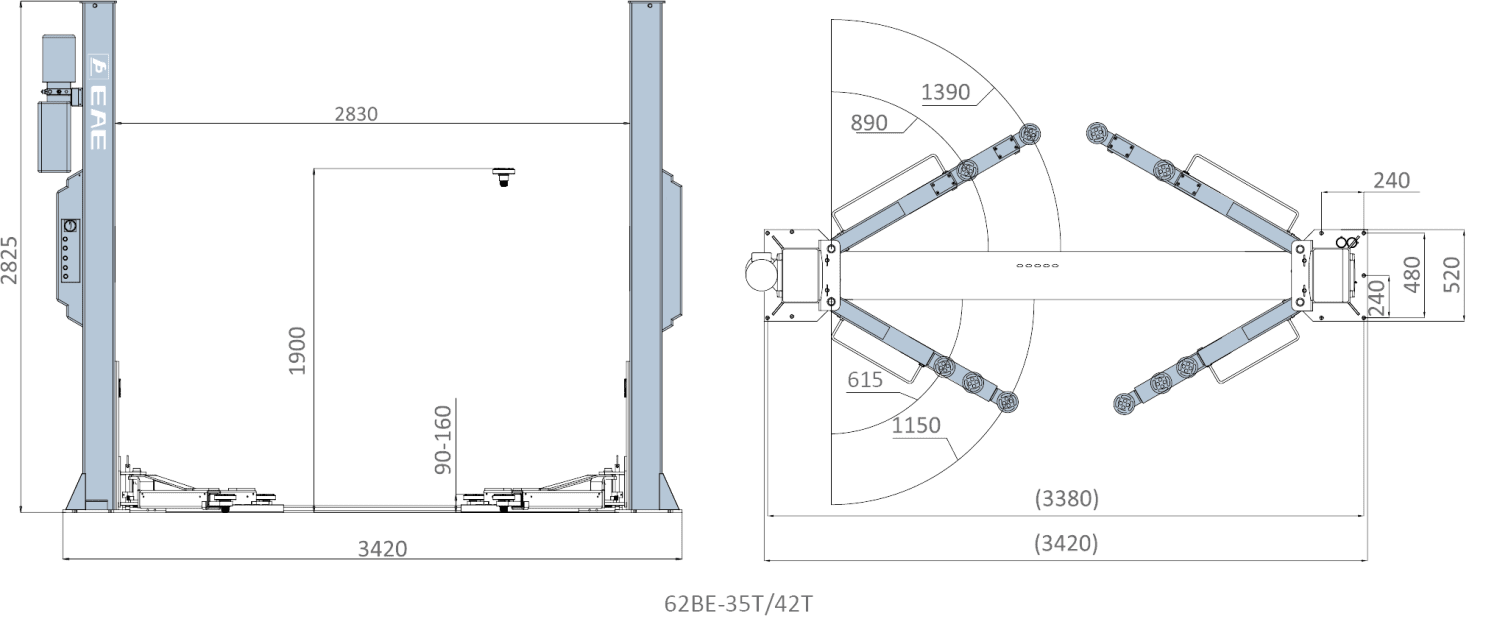 EAE 62BE 4.2TON 2 POST LIFT – A1 Diagnostic Solutions